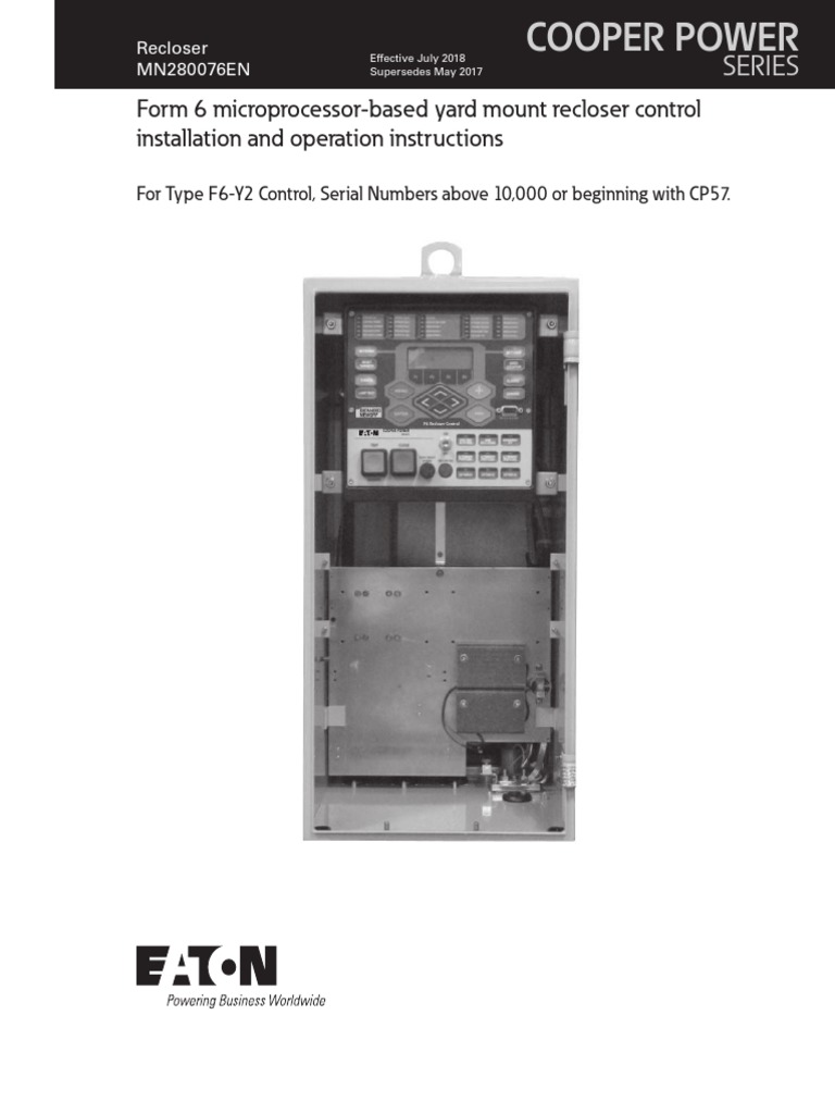 Form 6 Microprocessor-Based Yard Mount Recloser Control Installation and Operation Instructions ...