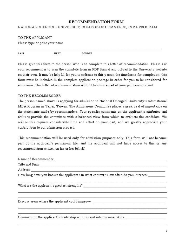 Recommendation Letter | PDF | Communication | Cognition