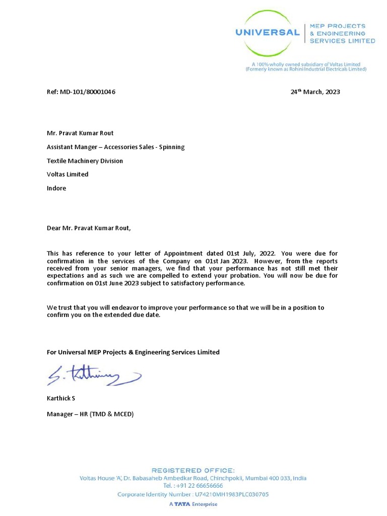 For Universal MEP Projects & Engineering Services Limited | PDF