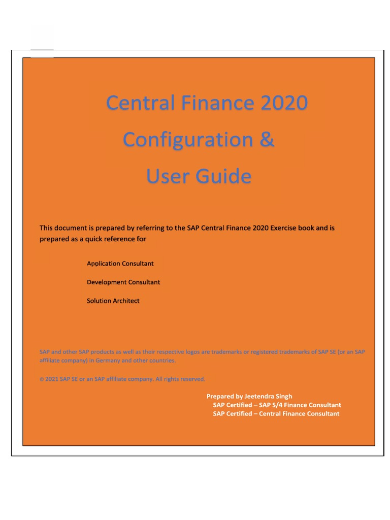 Central Finance 2020 Configuration e User Guide | PDF