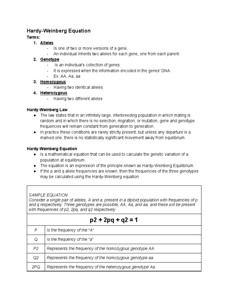 Hardy Weinberg | PDF