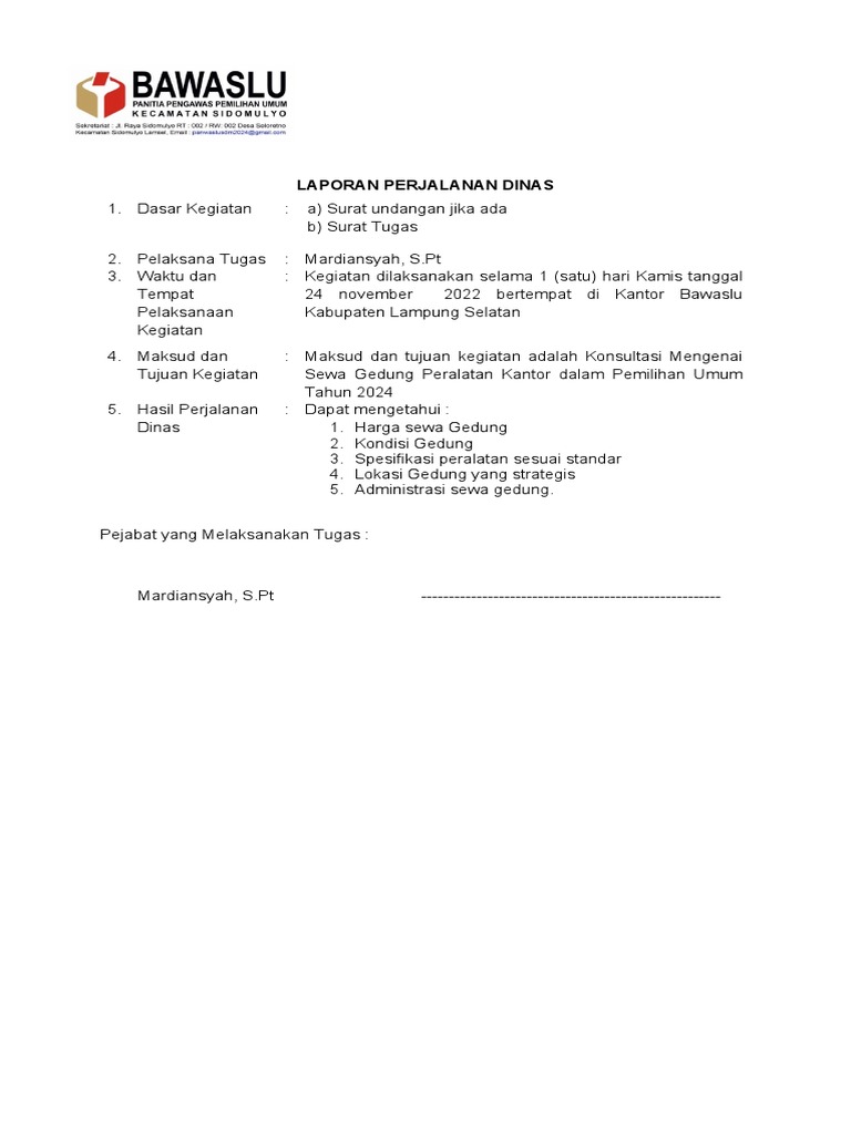 Laporan Perjadin | PDF