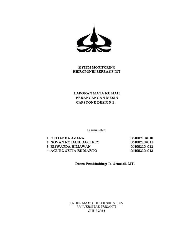 Laporan Mata Kuliah Perancangan Mesin Capstone Design 1: Sistem ...