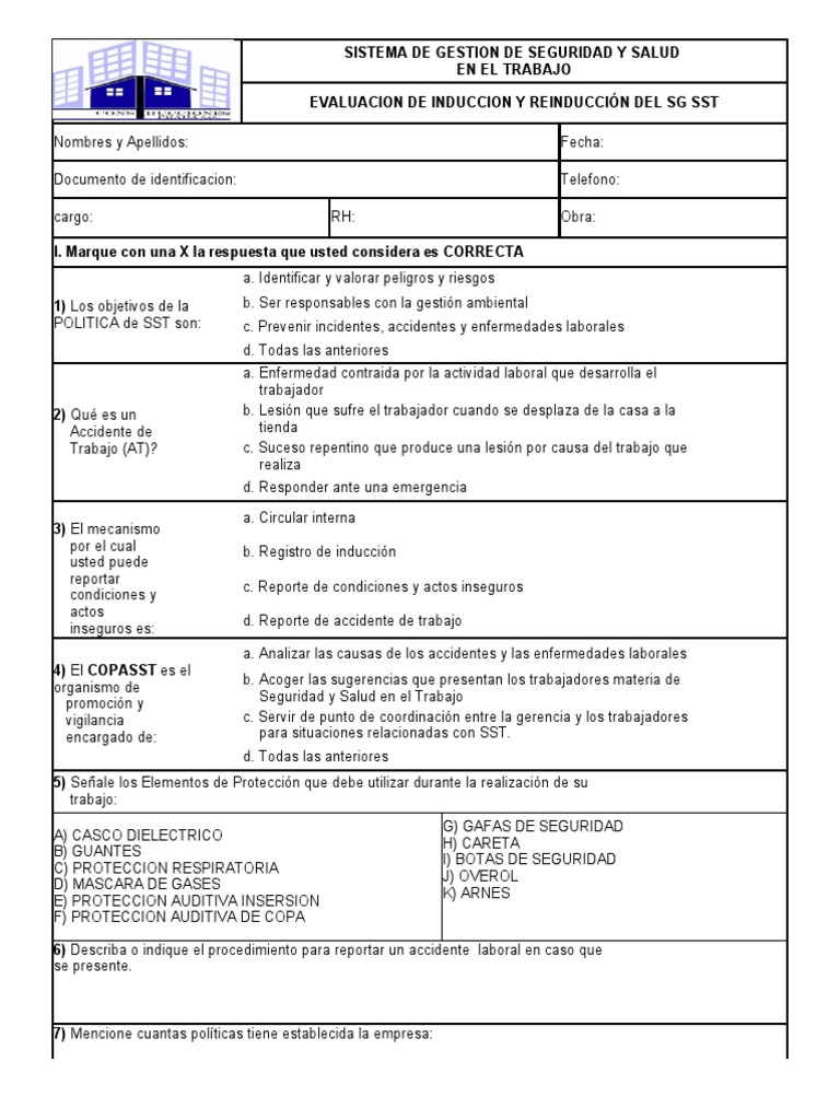 Evaluacion Induccion y Reinduccion | PDF