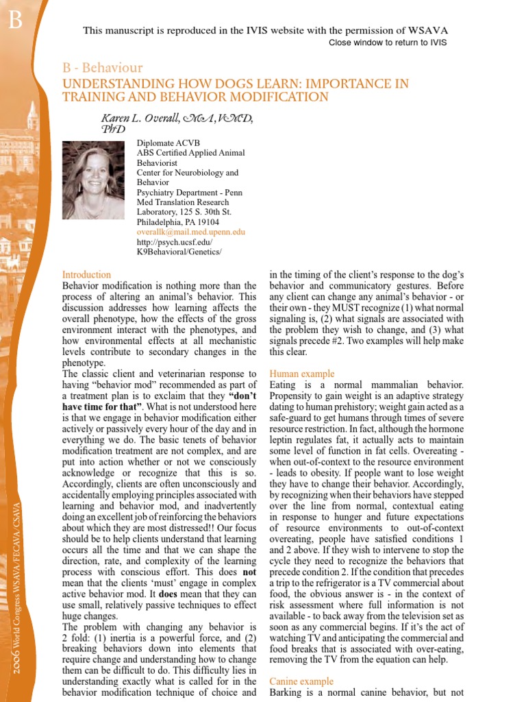 Understanding How Dogs Learn Overall2 | PDF | Selective Serotonin ...