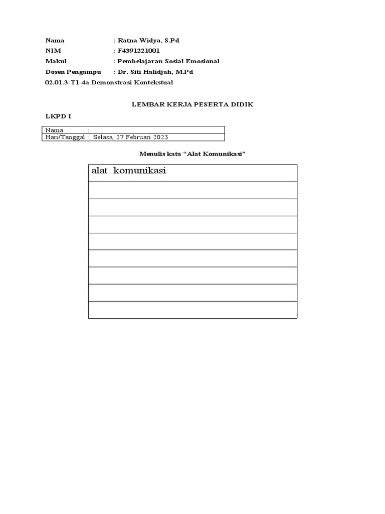 Lembar Kerja Peserta Didik | PDF