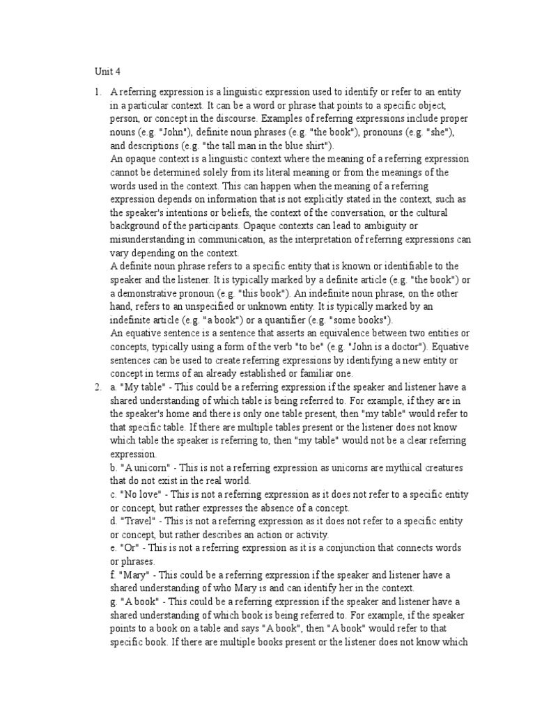 Unit 4 | PDF | Noun | Word