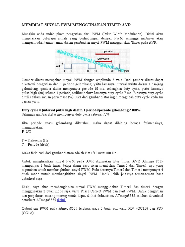 Sinyal PWM Dengan Timer Avr | PDF Sinyal PWM Dengan Timer Avr | PDF
