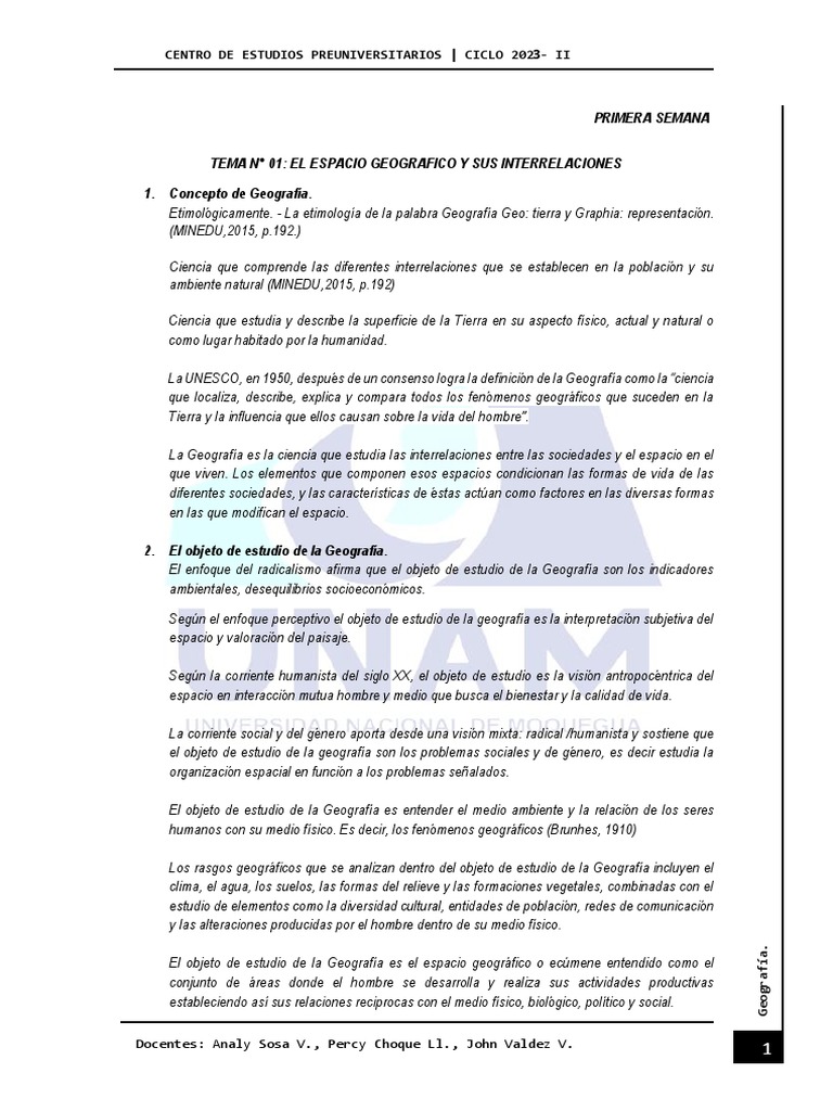 Tema 1 Espacio Geografico | PDF | Geografía | Paisaje
