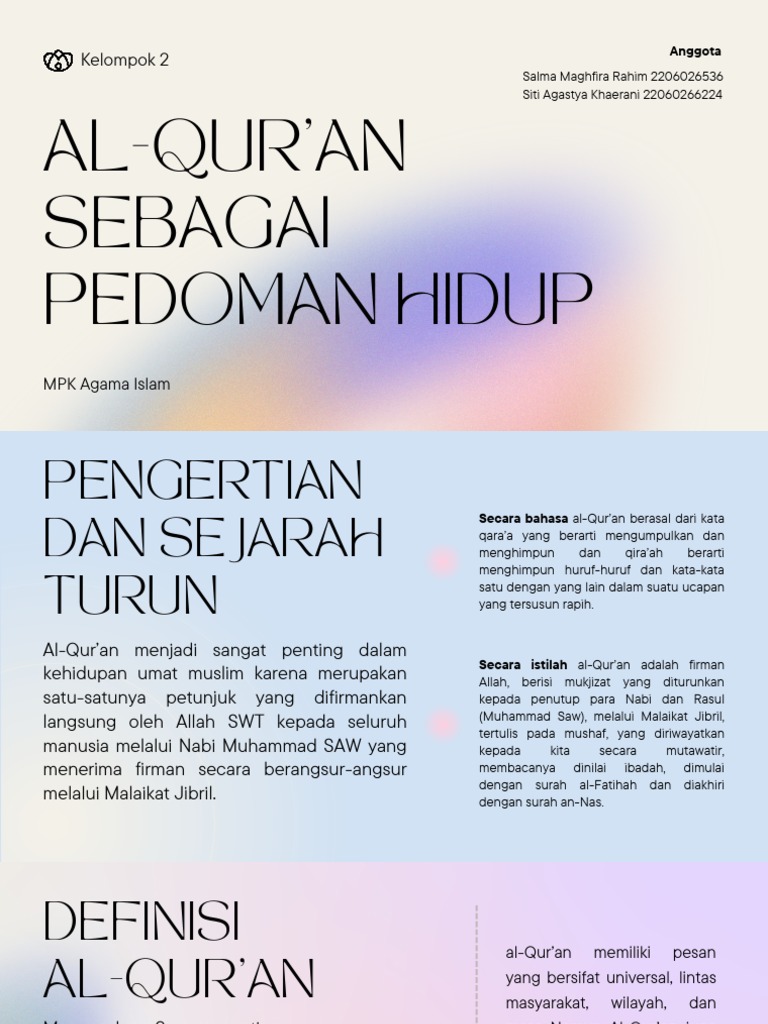 Al-Quran Sebagai Pedoman Hidup | PDF