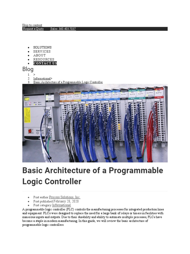 Basic Architecture of A Programmable Logic Controller: Services About Resources | PDF ...