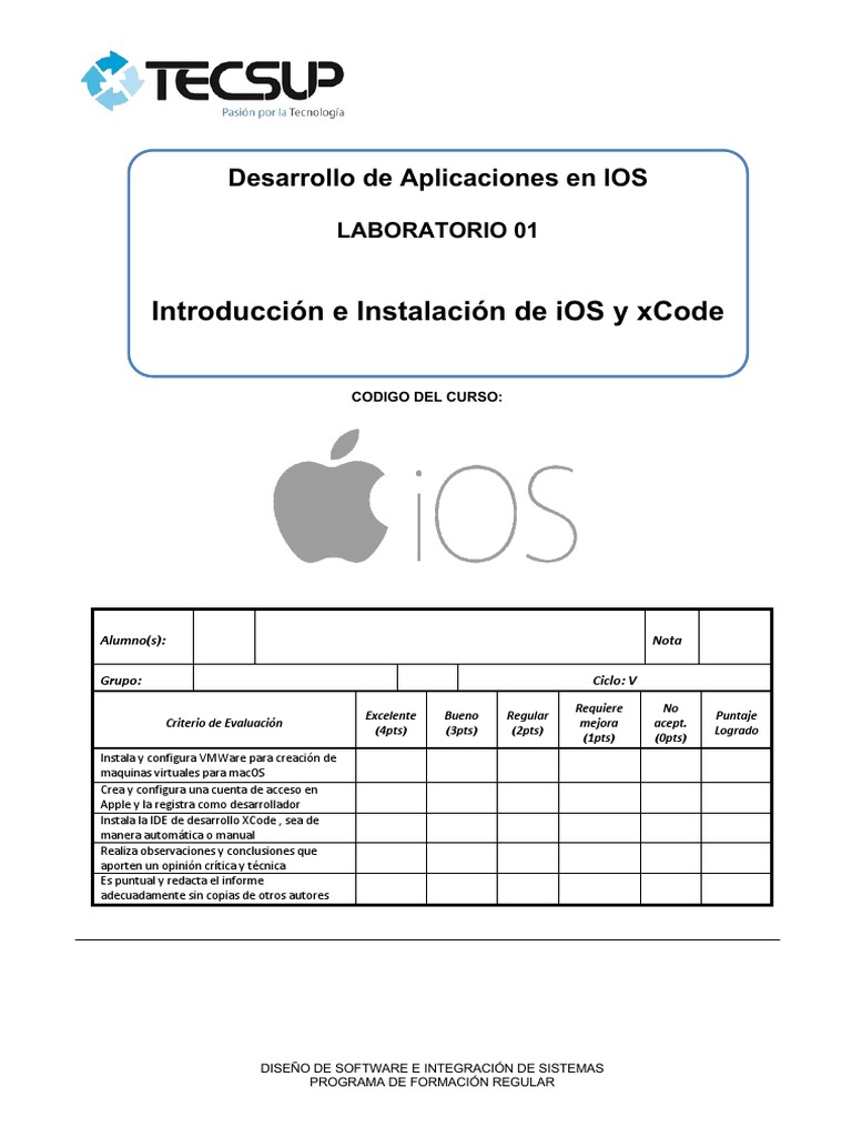Lab 01 - Introducción e Instalación de IOS y Xcode | PDF | Mac OS | Ios
