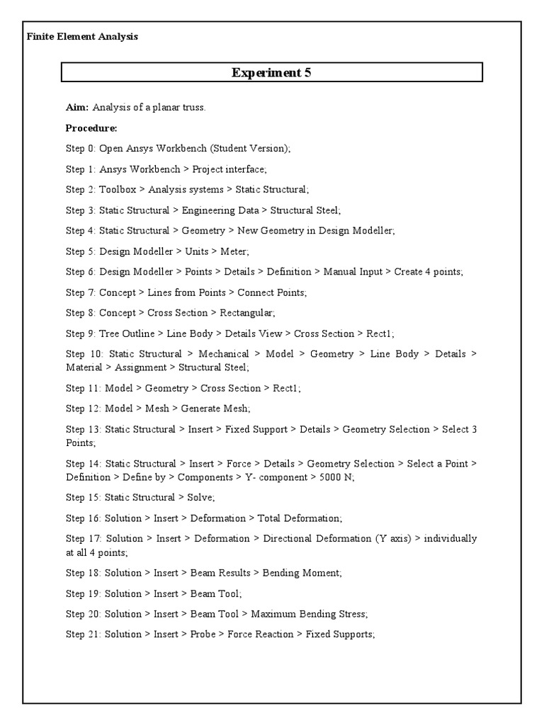 Planar Truss Finite Element Analysis Guide | PDF | Bending | Stress (Mechanics)