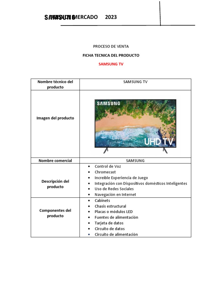 Ficha Tecnica TV 2.0 | PDF | Sector secundario de la economía | Bienes ...