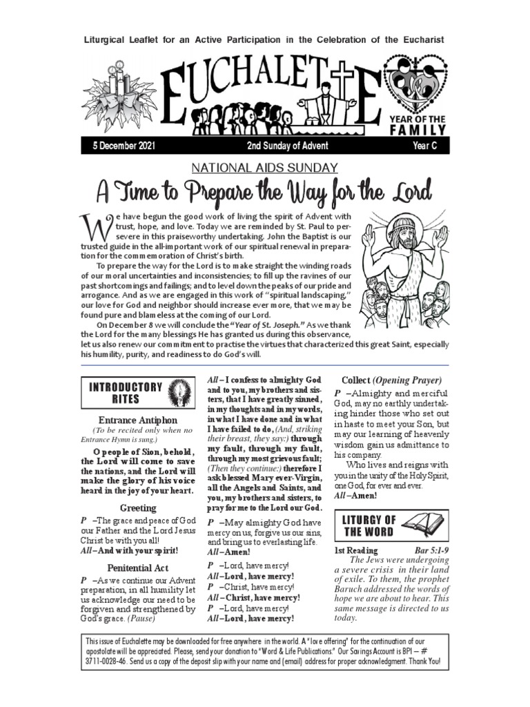 A Time to Prepare the Way for the Lord: Liturgical Leaflet for the 22nd ...