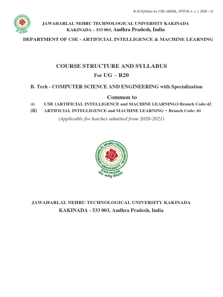 CSE-AI - ML - 2-2 SEM - CS - Syllabus - UG - R20 | PDF