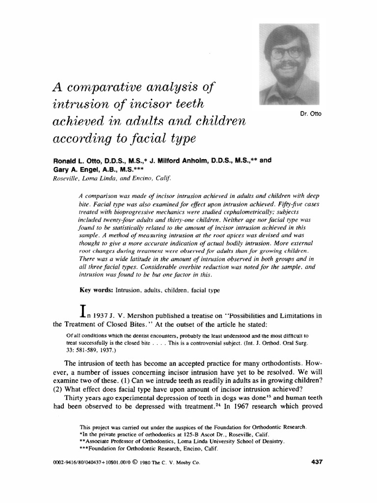 1980 Otto. A Comparative Analysis of Intrusion of Incisor Teeth ...