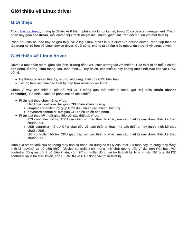 Giới thiệu về Linux driver | PDF