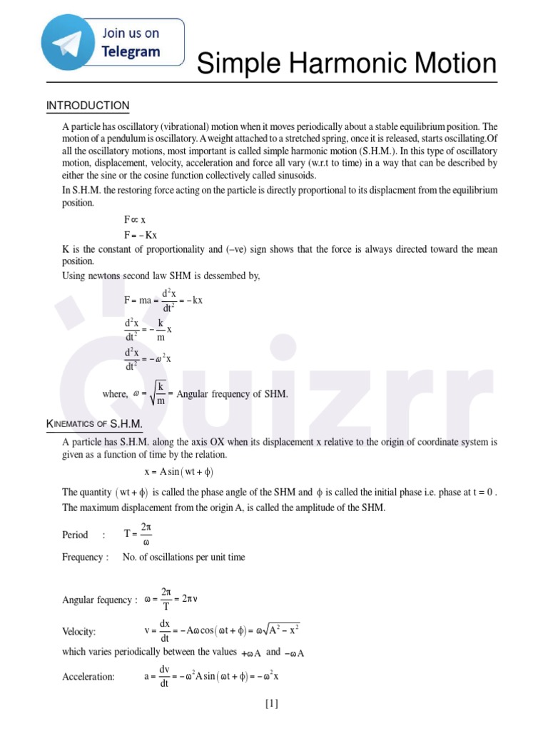 Simple Harmonic Motion Explained | PDF | Oscillation | Periodic Phenomena