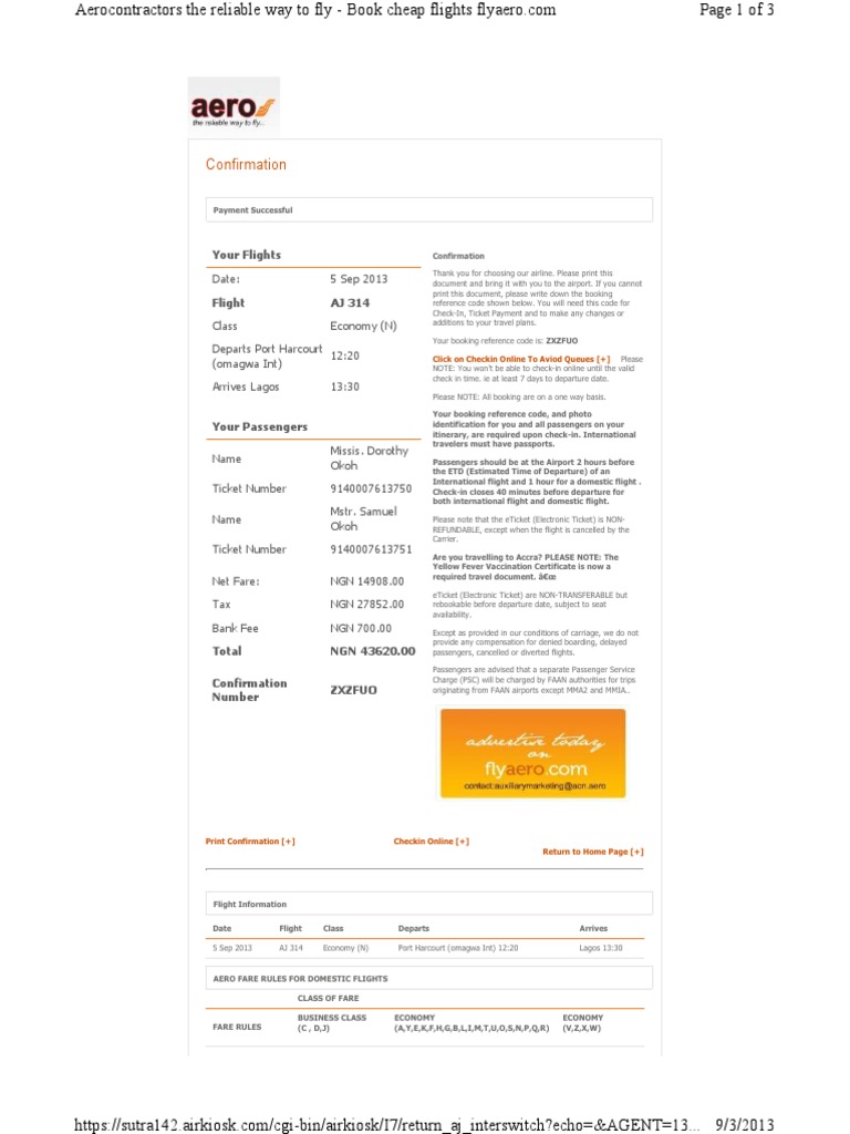 Aero Ticket 1 | Download Free PDF | Transport | Aviation