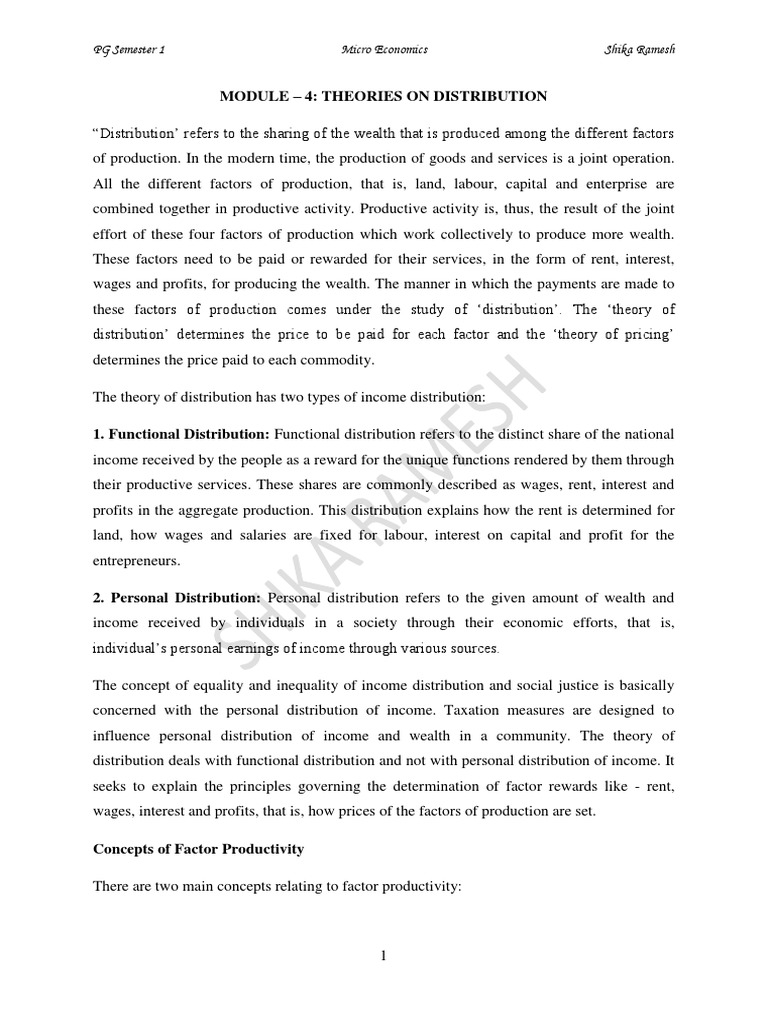 PG Semester 1 Micro Economics Shika Ramesh | PDF | Labour Economics | Exploitation Of Labour