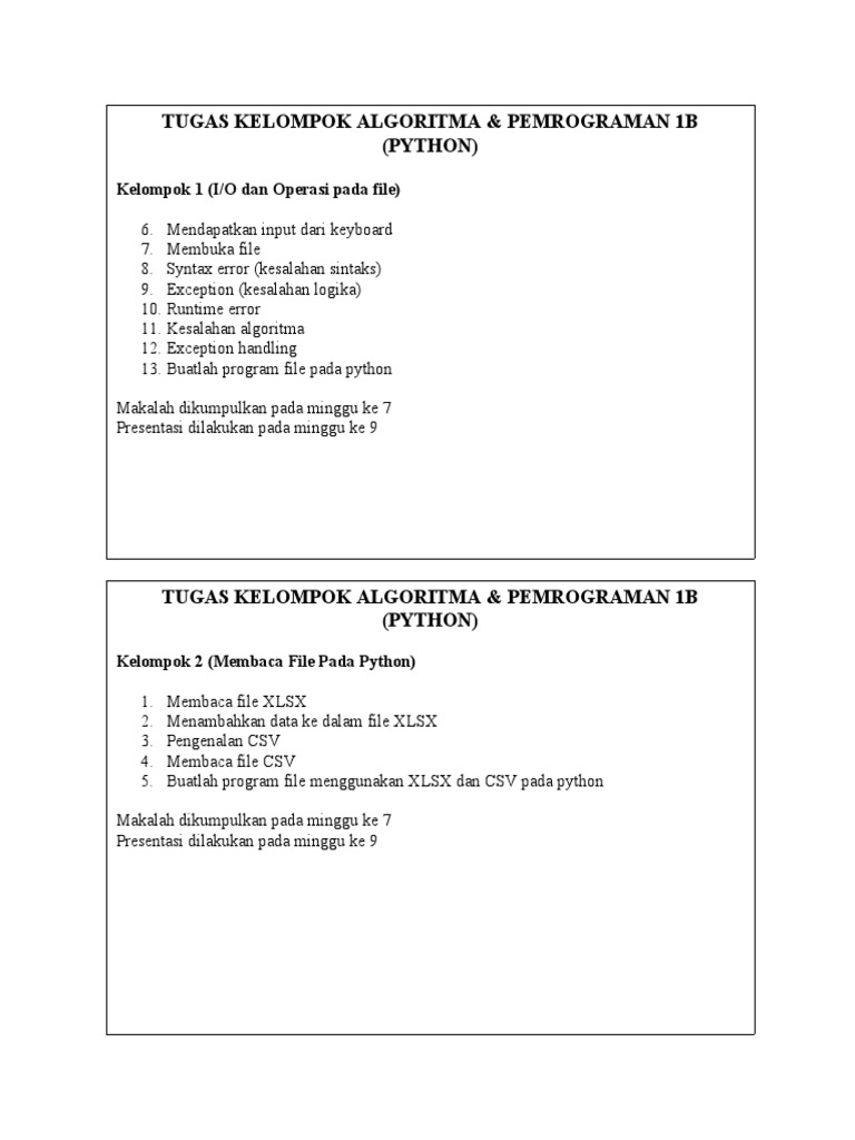 Tugas Kelompok Algoritma - Pemrograman 1B (Python) | PDF