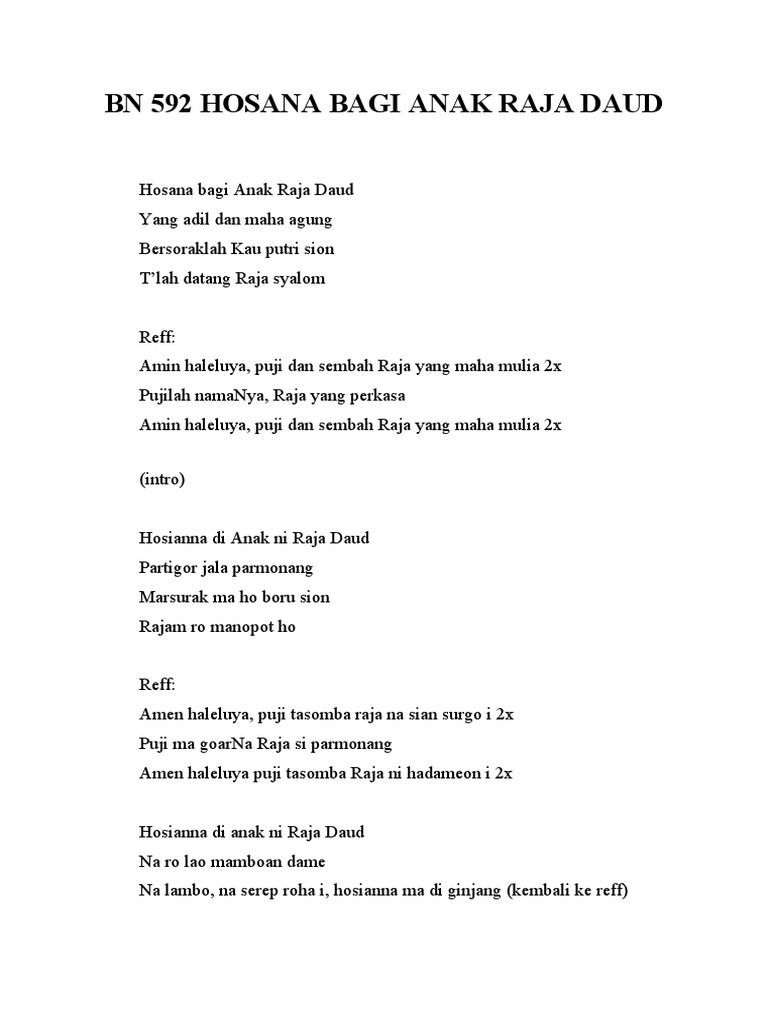 BN 592 Hosana Bagi Anak Raja Daud | PDF