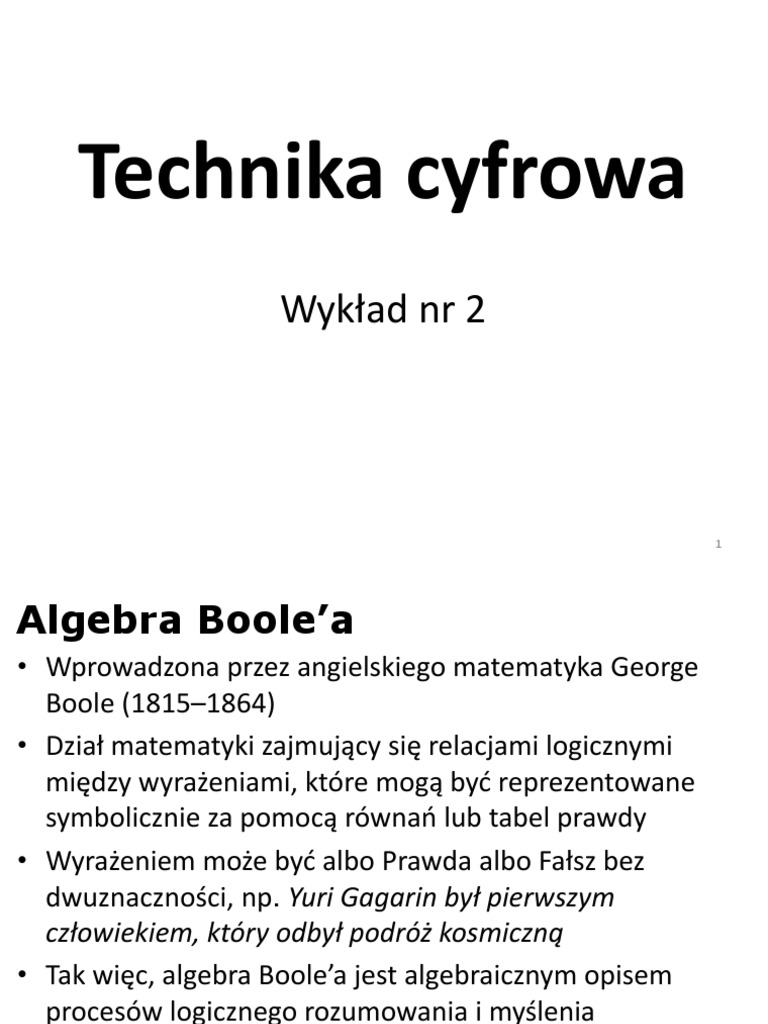 Technika Cyfrowa: Wykład NR 2 | PDF