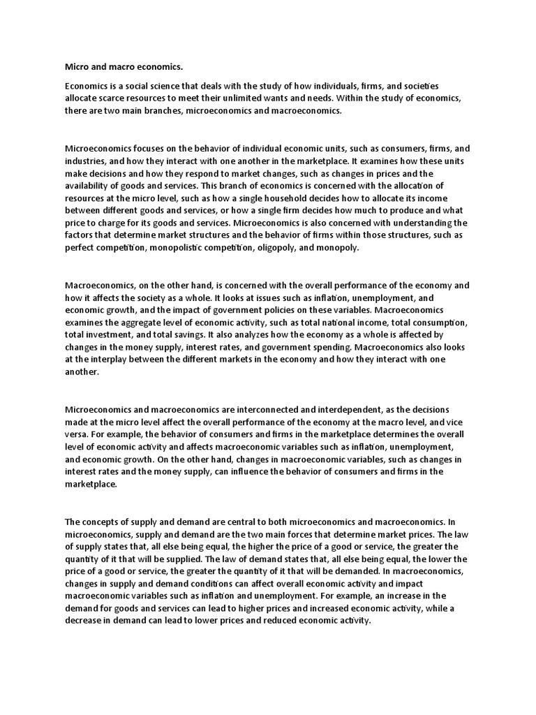 Micro and Macro Economics. | PDF | Macroeconomics | Microeconomics