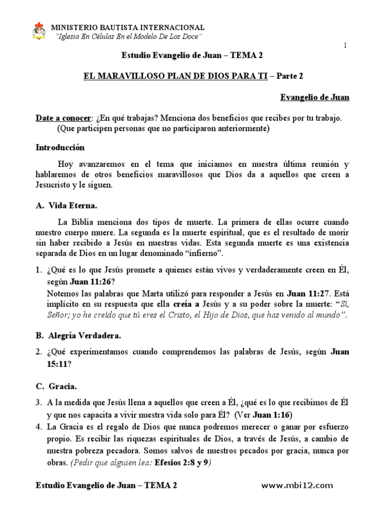 Tema02 - El Maravilloso Plan de Dios para Ti II | PDF | Jesús | Dios