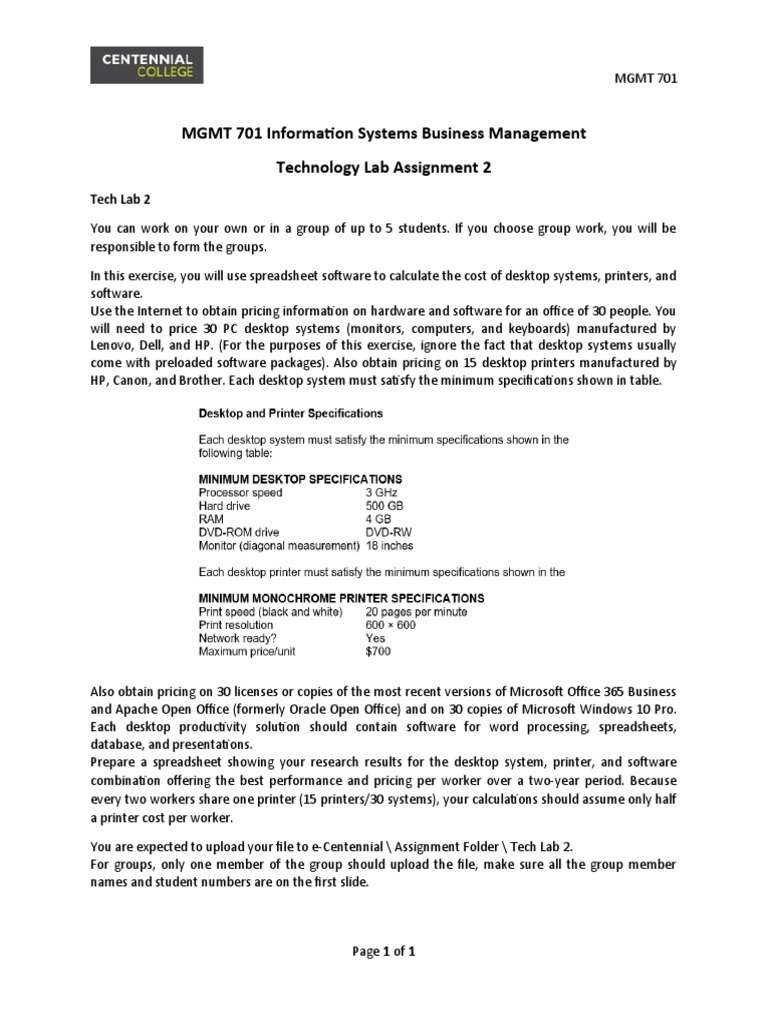 MGMT 701 Tech Lab 2 | PDF