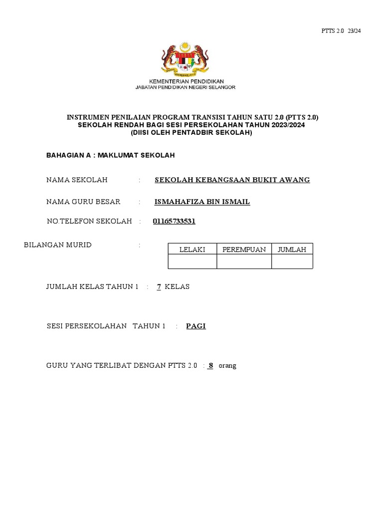7.instrumen Penilaian Ptts 2.0 2023 | PDF