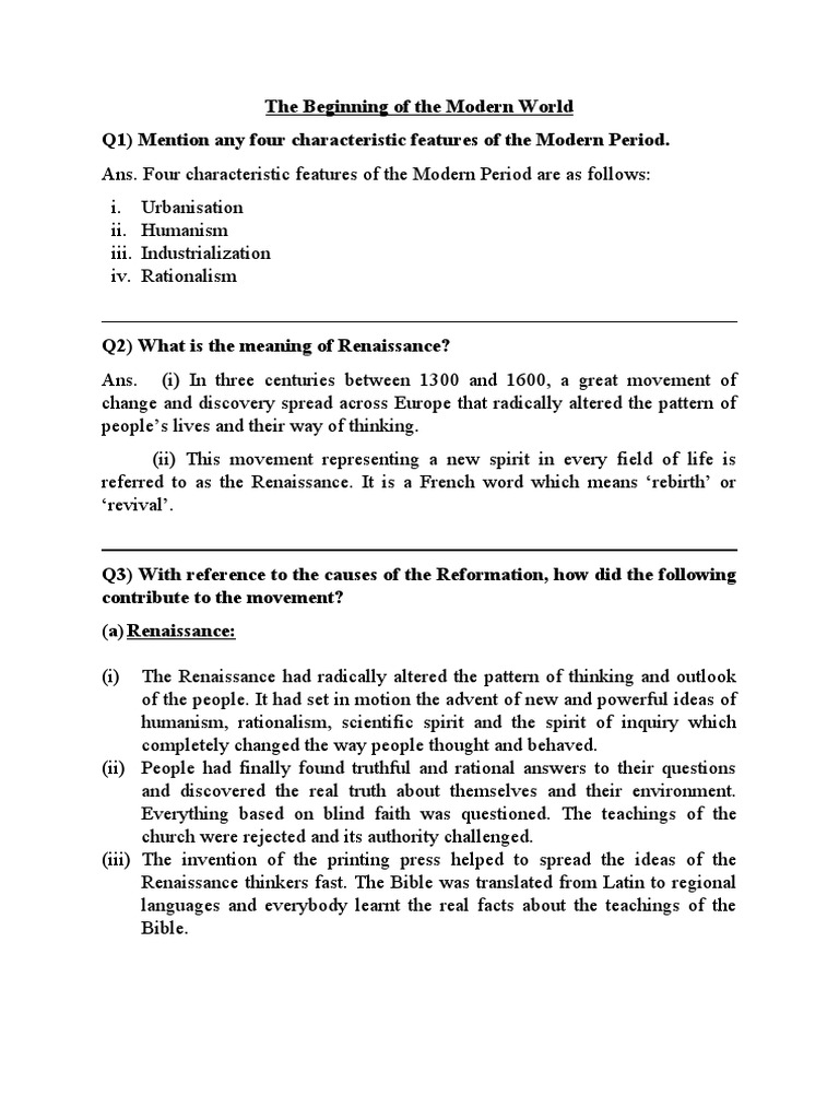 The Beginning of The Modern World | PDF | Renaissance | Humanism