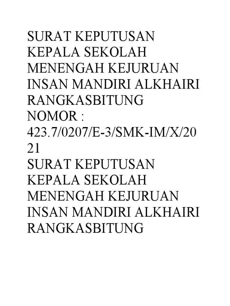 SK Panitia PKL | PDF