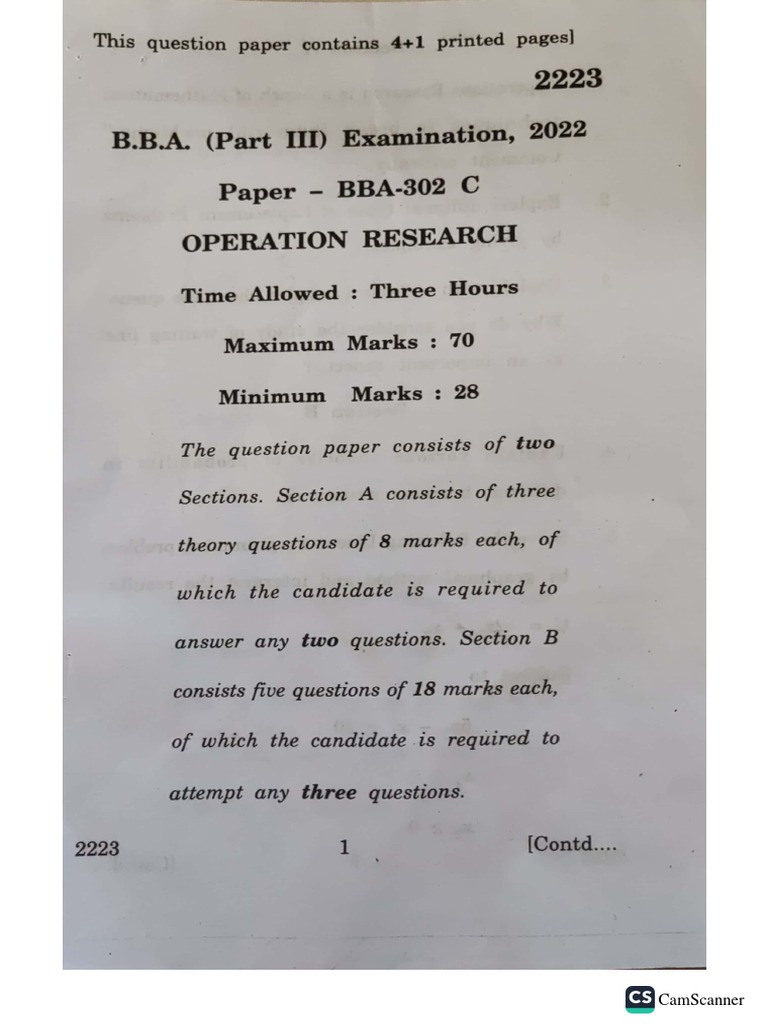 Operation Research BBA 3rd | PDF