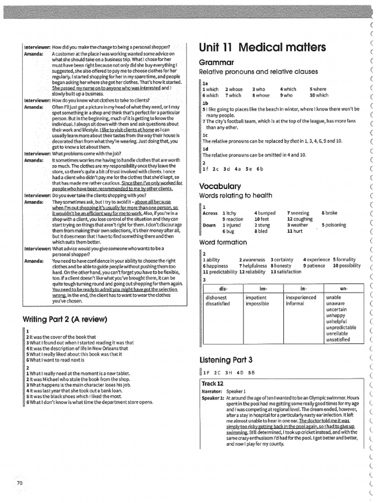 Unit 11 Workbook Answers | PDF