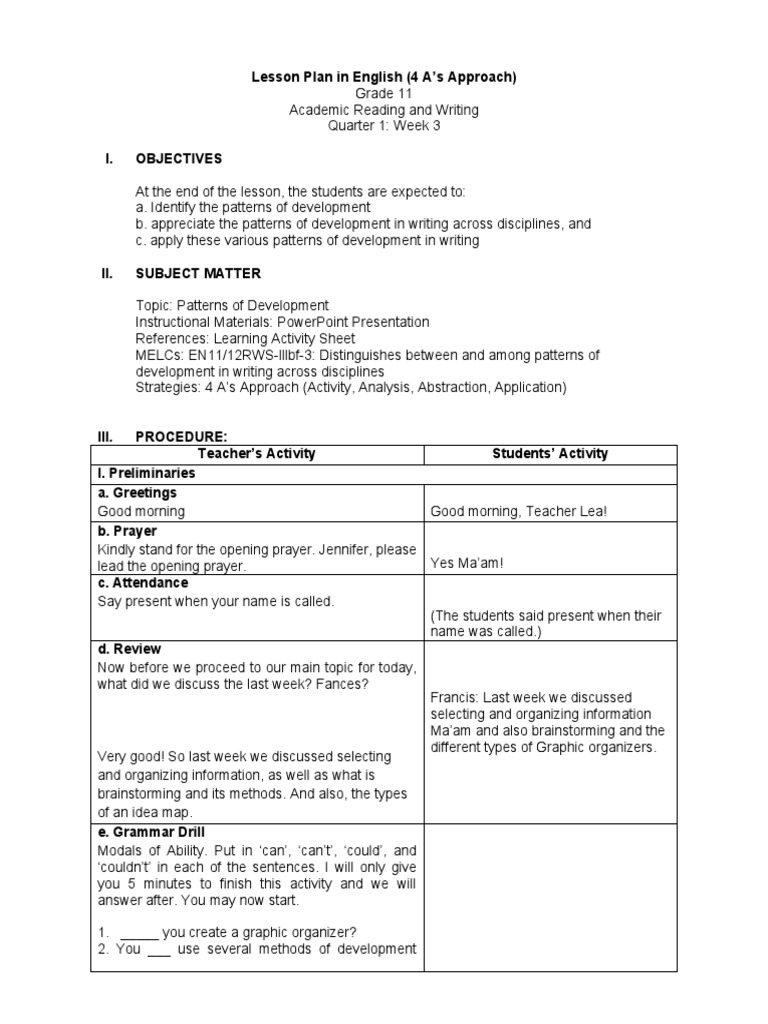 Lesson Plan-Grade 11Q1W4no.3 | PDF | Definition | Word