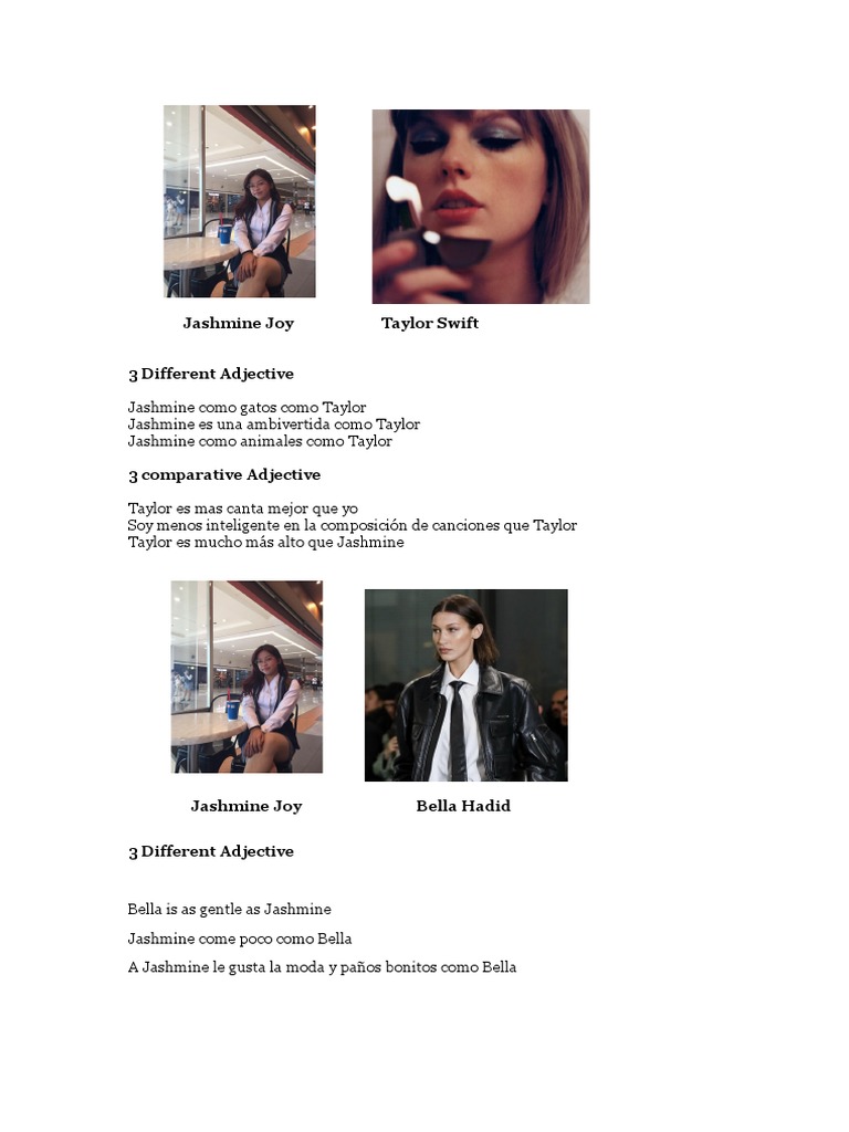 Jashmine Joy Taylor Swift 3 Different Adjective | PDF