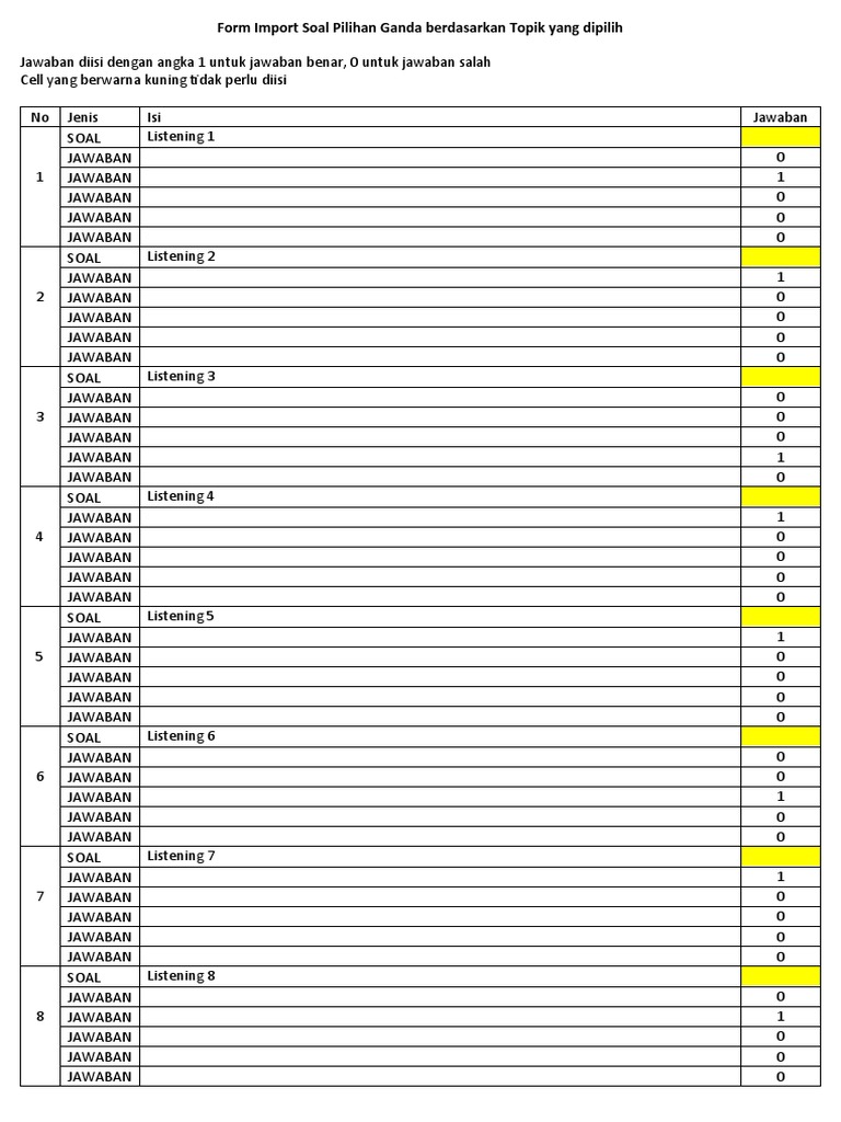 Form-Soal-Ganda WJEPT 1 | PDF