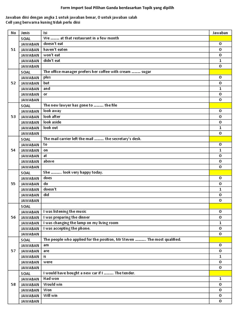 Multiple Choice Question Form for Selecting Topics | PDF | Washing Machine