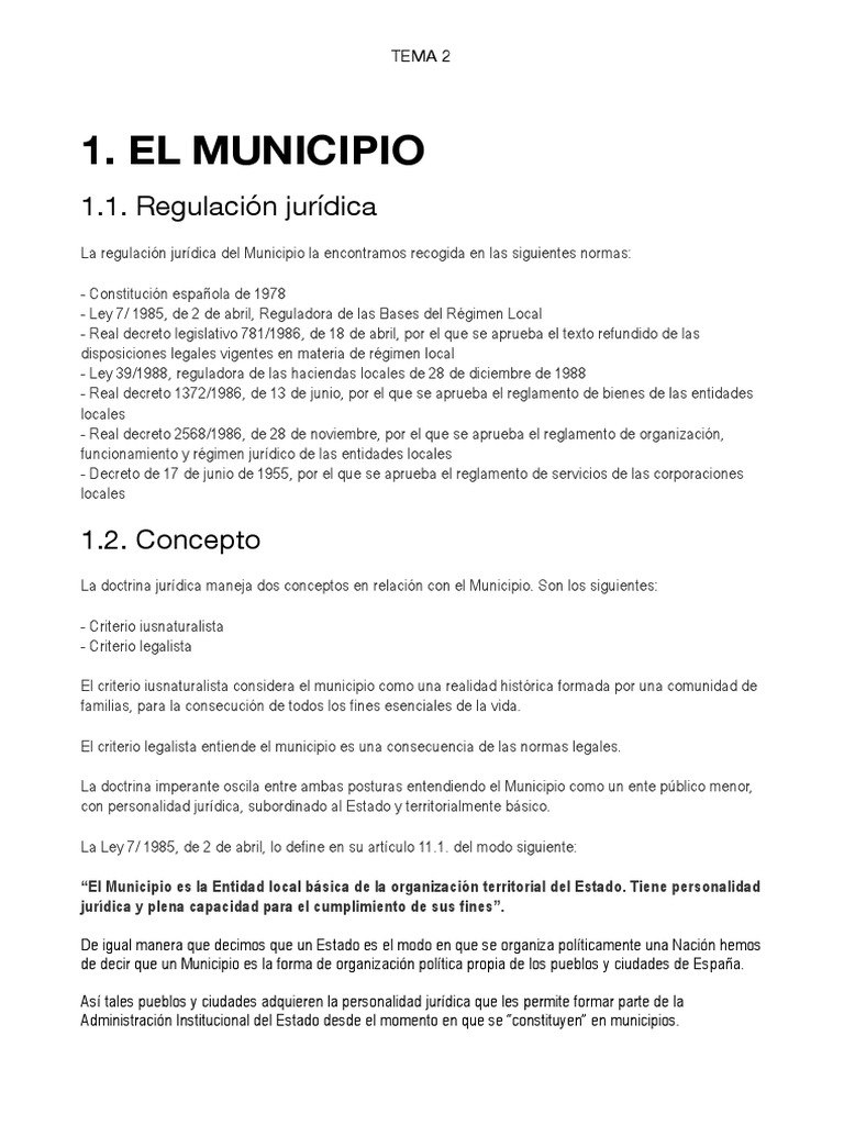 TEMA 2 El Municipio, El Termino Municipal, La Población, El ...