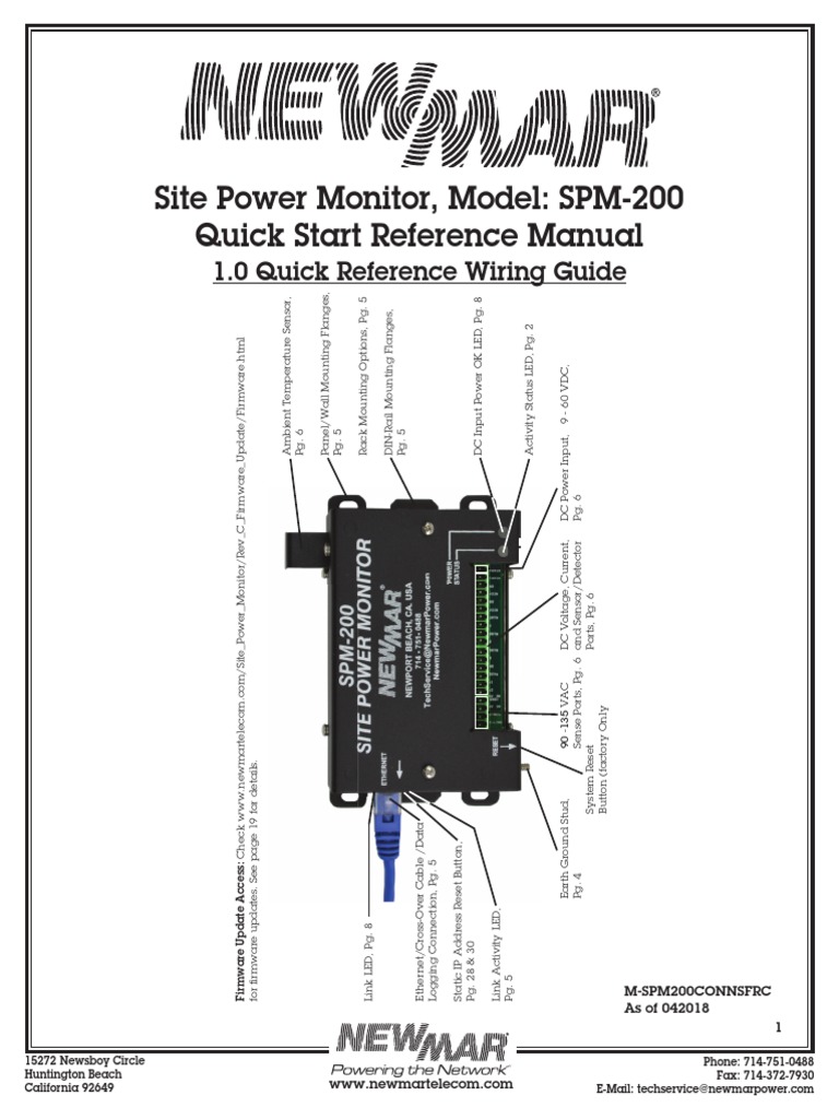 Site Power Monitor, Model: SPM-200 Quick Start Reference Manual | PDF ...