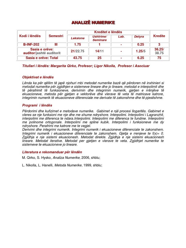 Analize Numerike Short | PDF