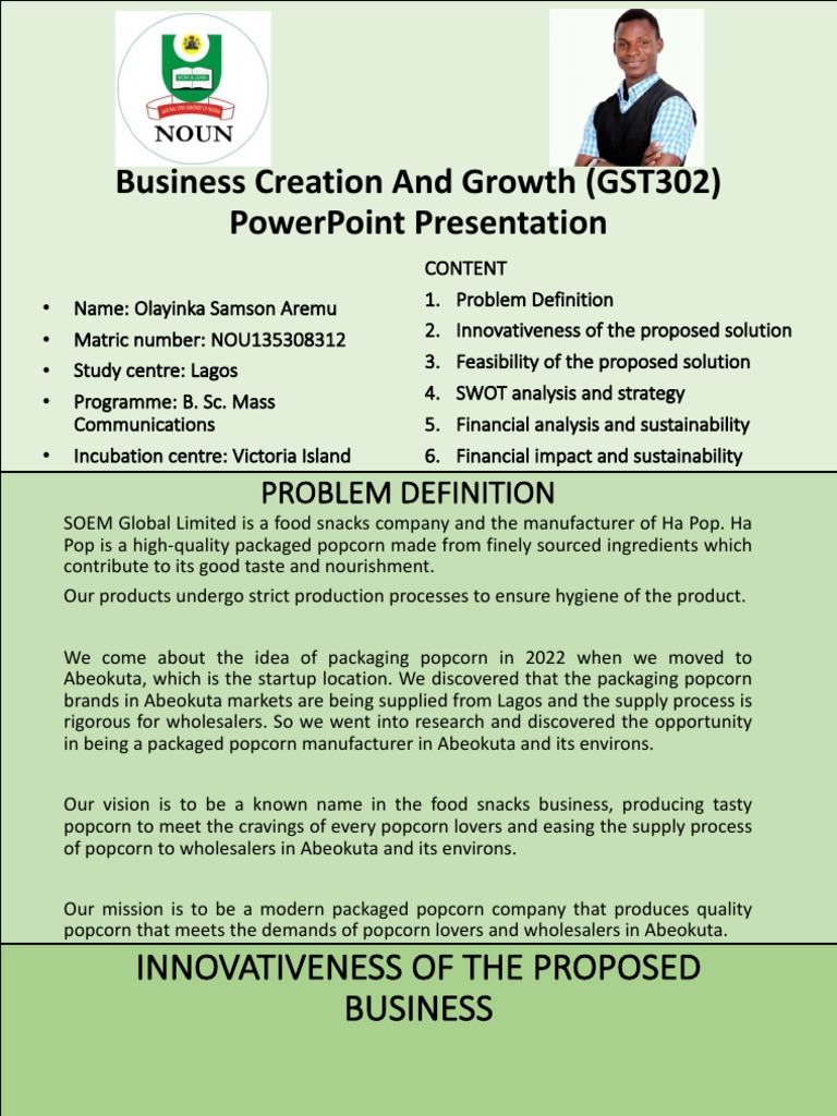 Business Creation and Growth (Gst302) Powerpoint Presentation ...