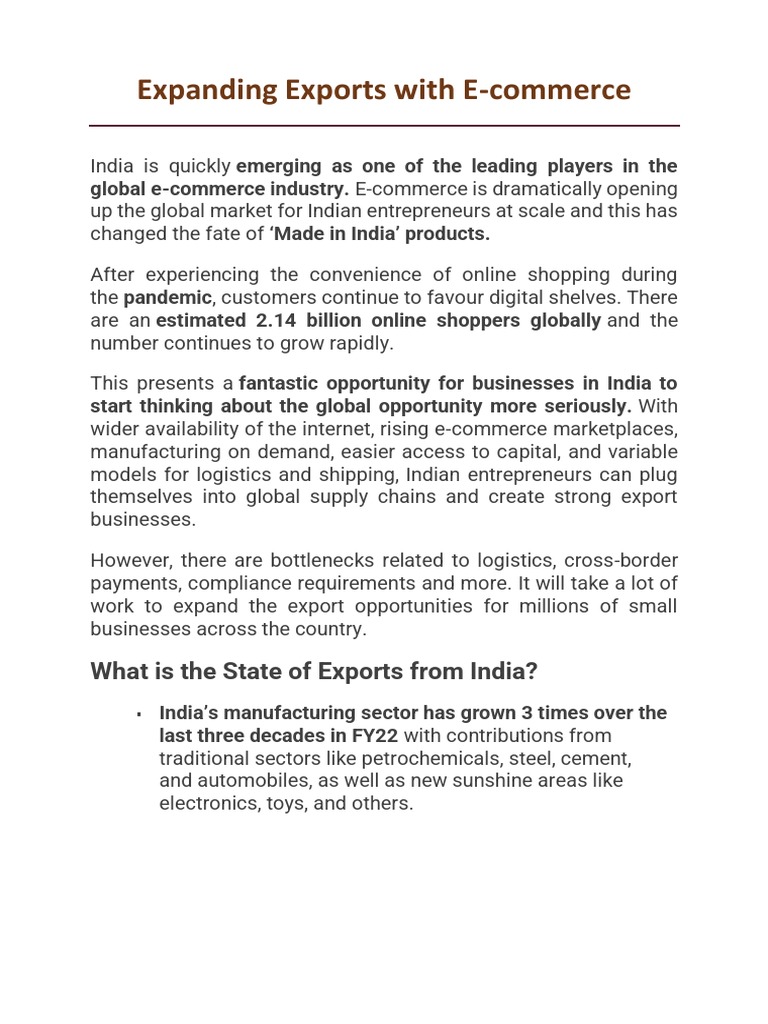 Expanding Exports With E-Commerce | PDF | E Commerce | Exports