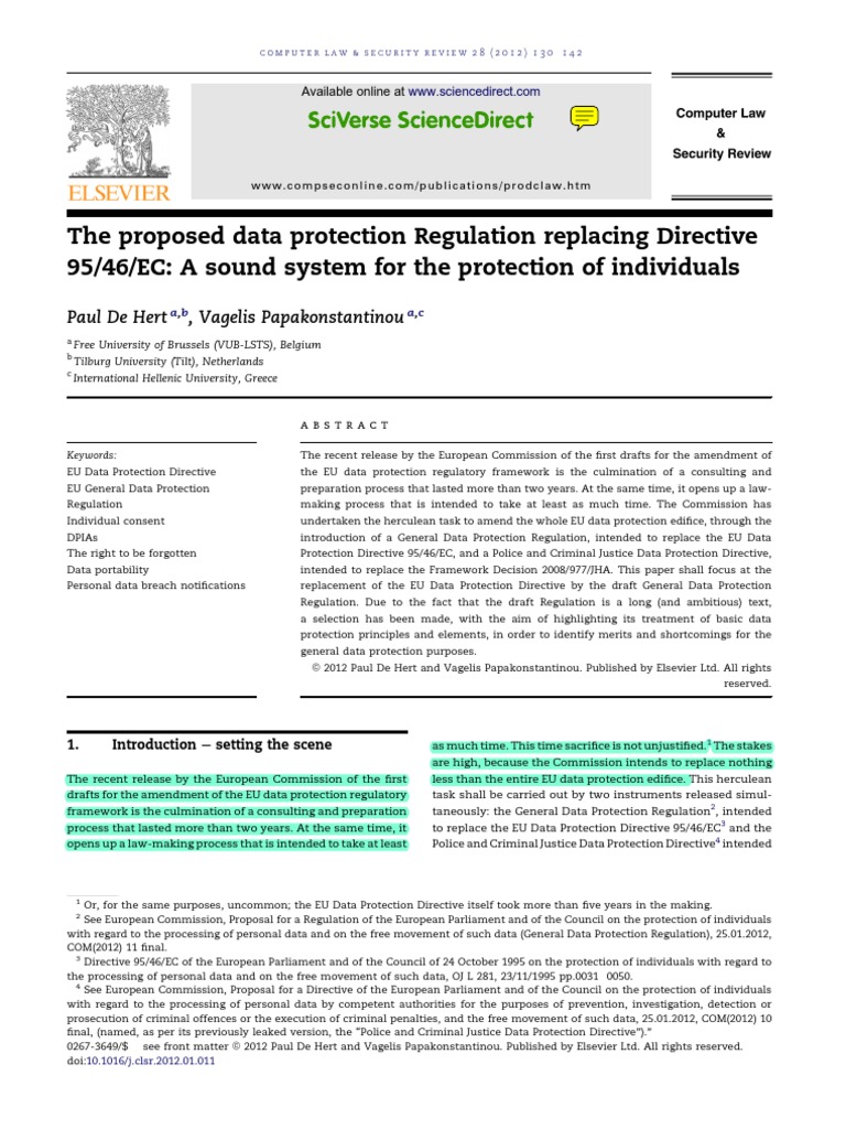 DE HERT, Paul - PAPAKONSTANTINOU, Vagelis - Proposed Data Protection ... DE HERT, Paul - PAPAKONSTANTINOU, Vagelis - Proposed Data Protection ...
