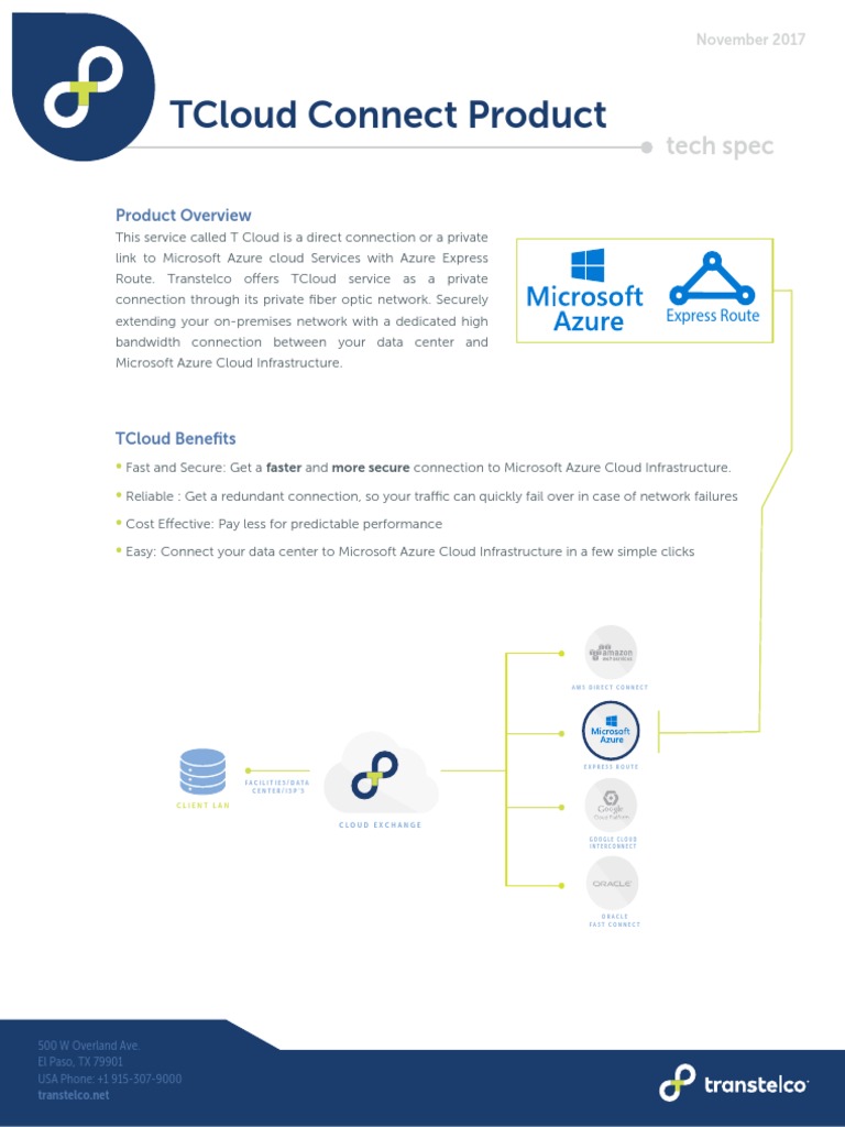 Transtelco Tech-Sheet AZURE | PDF | Cloud Computing | Computer Network