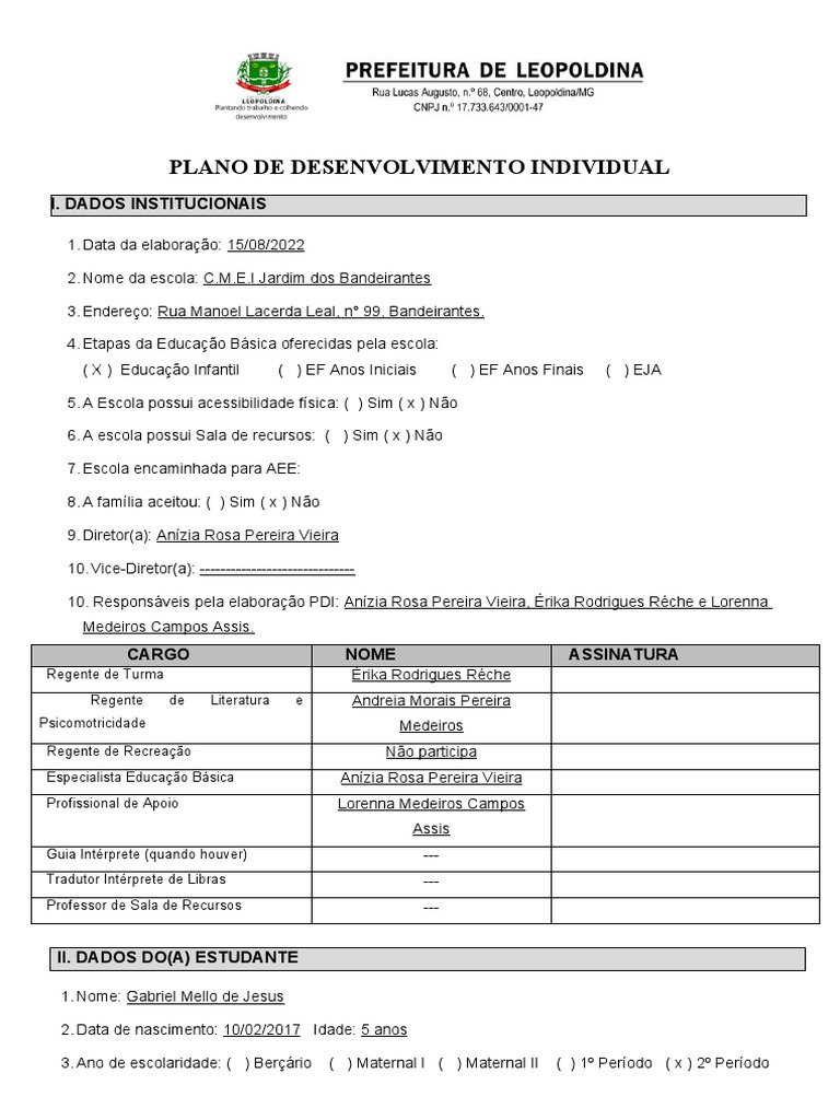 PDI GABRIEL PRONTO (1) | PDF | Aprendizado | Pedagogia