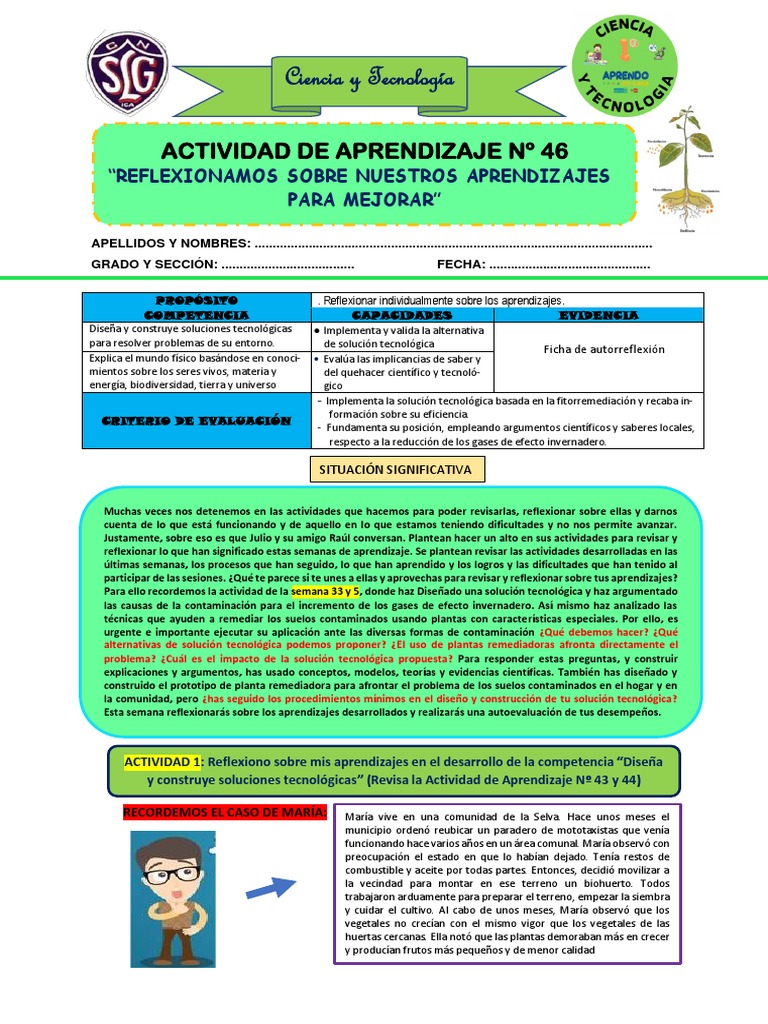 Actividad de Aprendizaje #46-Primer Grado-2 | PDF | Evaluación | Aprendizaje
