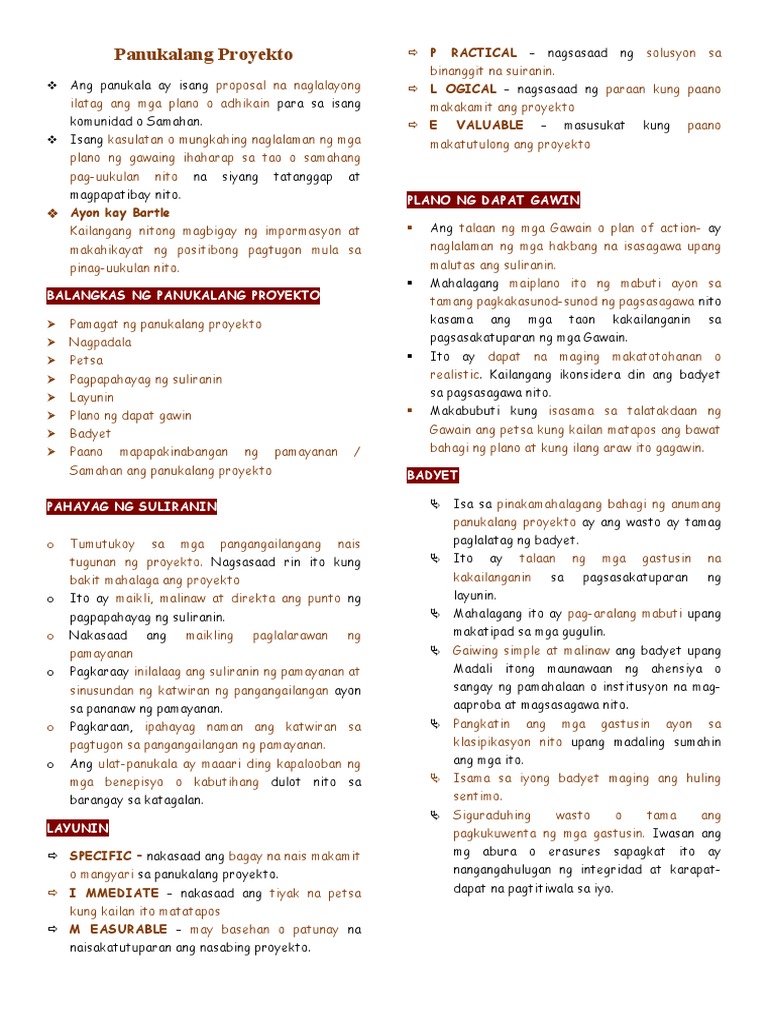 Panukalang Proyekto: Plano NG Dapat Gawin | PDF